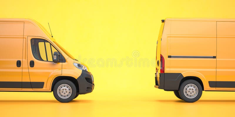 Yellow Van on Yellow Background. Express Delivery Fleet Concept Stock ...