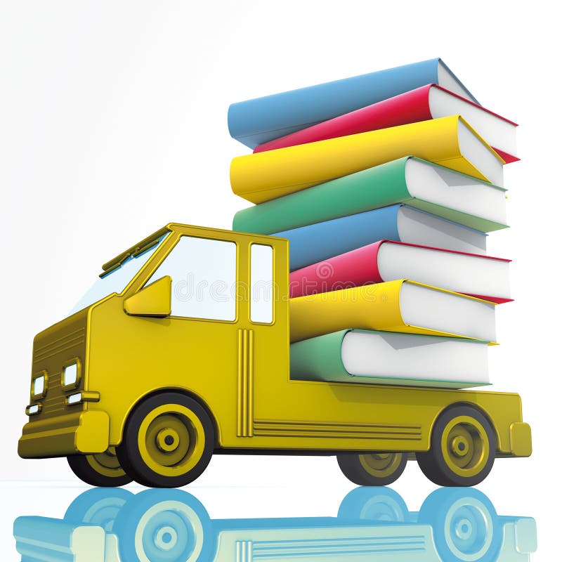 Yellow van and books stock illustration. Illustration of business ...