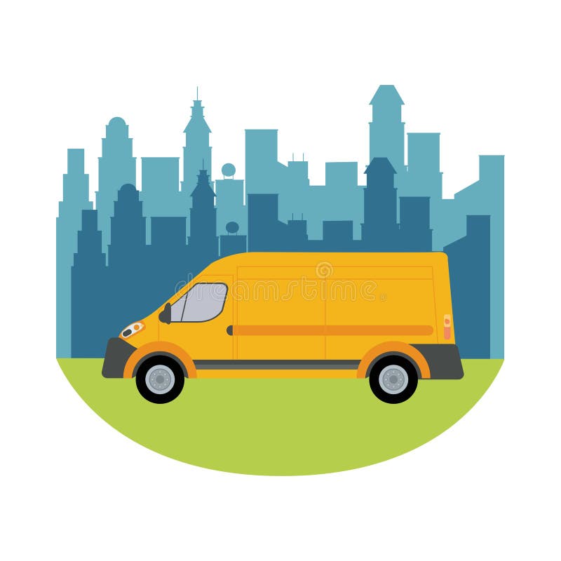 Yellow Van Vehicle Transport Isolated Icon Stock Vector - Illustration ...