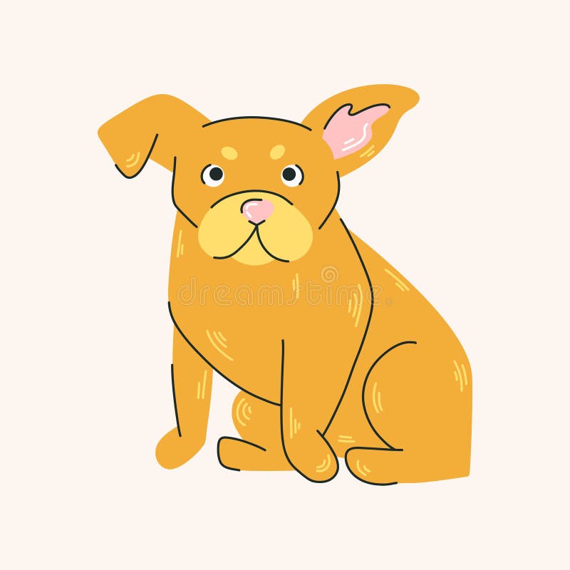 Yellow Vector Dog Illustration. Colorful Print with Dog Stock Vector ...