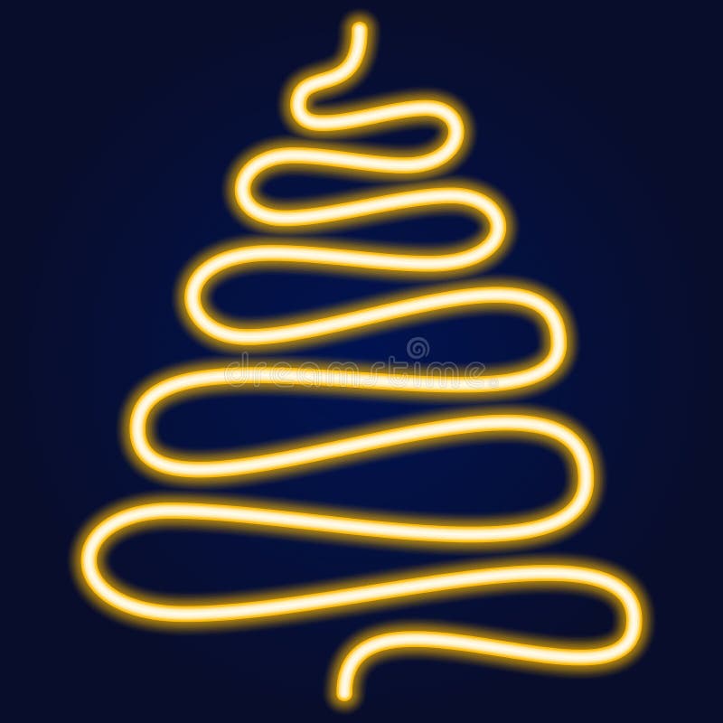 Yellow Vector Neon Style Christmas Tree, Glowing Xmas Tree. Vector ...
