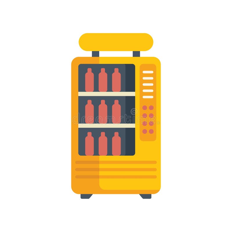 Yellow Vending Machine Dispensing Beverages in Plastic Bottles Icon ...
