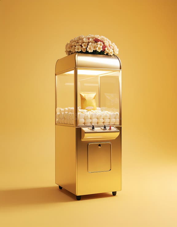 A Yellow Vending Machine with a Flower on Top Stock Illustration ...