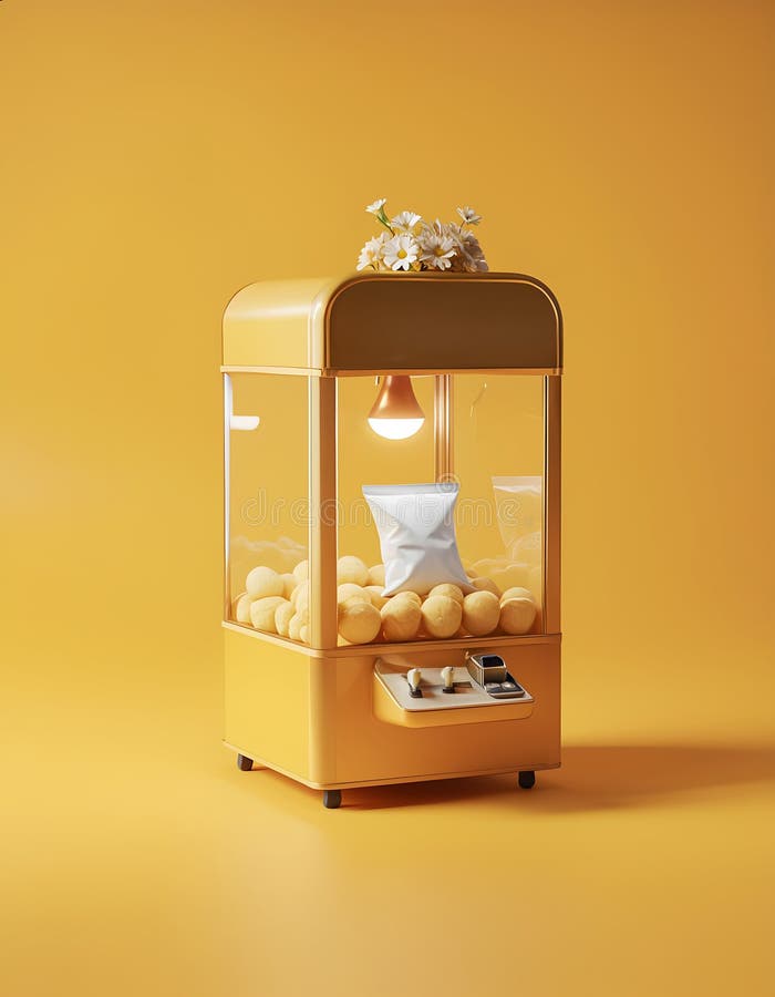 A Yellow Vending Machine with a Flower on Top Stock Illustration ...