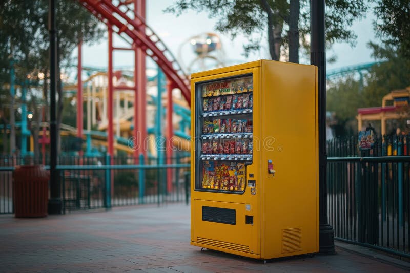 A Yellow Vending Machine with a Red Background Stock Image - Image of ...