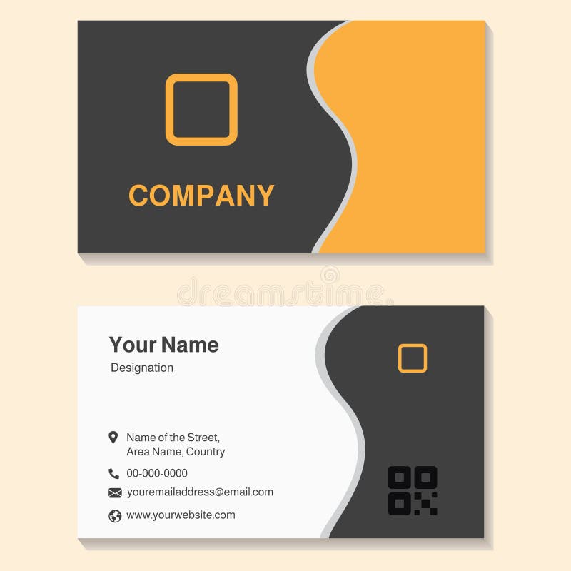 Yellow Vertical Wave Simple Minimal Business Card, Visiting Card Stock ...