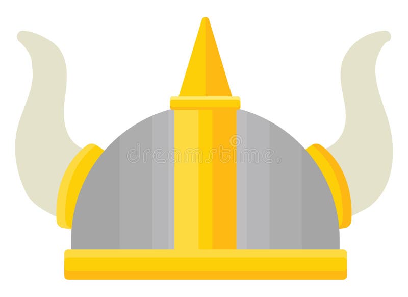 Yellow viking helmet, icon stock vector. Illustration of steel - 262385488