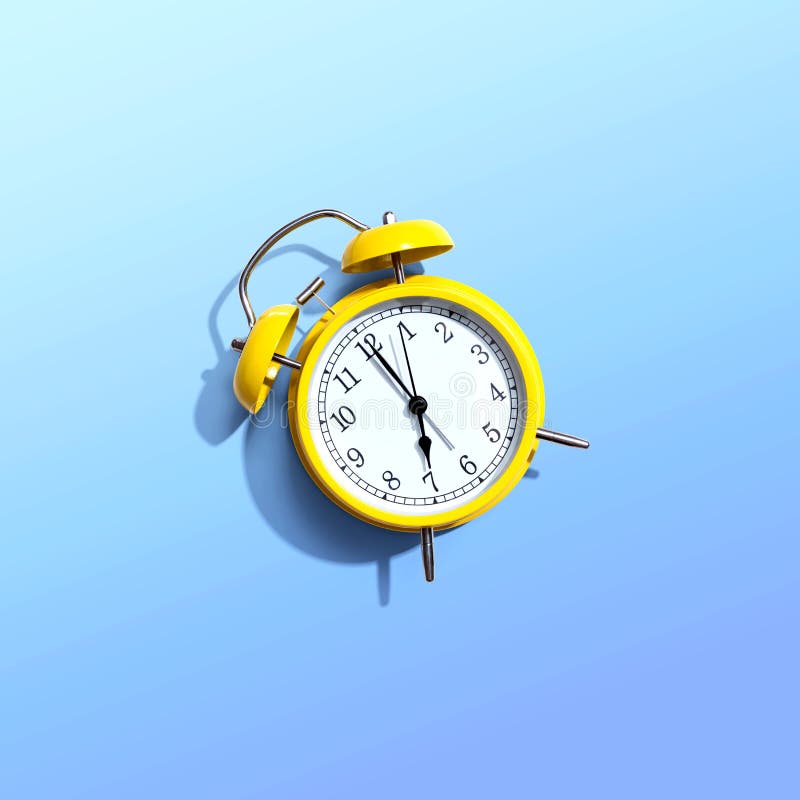 Yellow Vintage Alarm Clock with Shadow Stock Image - Image of work ...