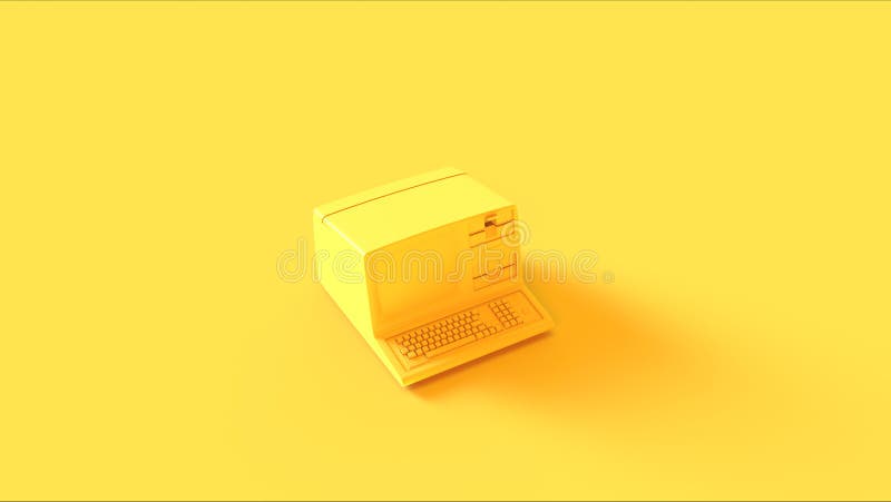 Yellow Vintage Computer stock illustration. Illustration of keyboard ...