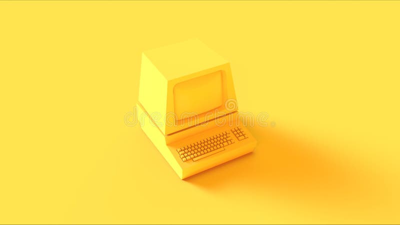 Yellow Vintage Computer stock illustration. Illustration of disk ...