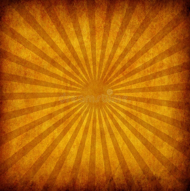 Yellow Vintage Grunge Background With Sun Rays Stock Illustration ...
