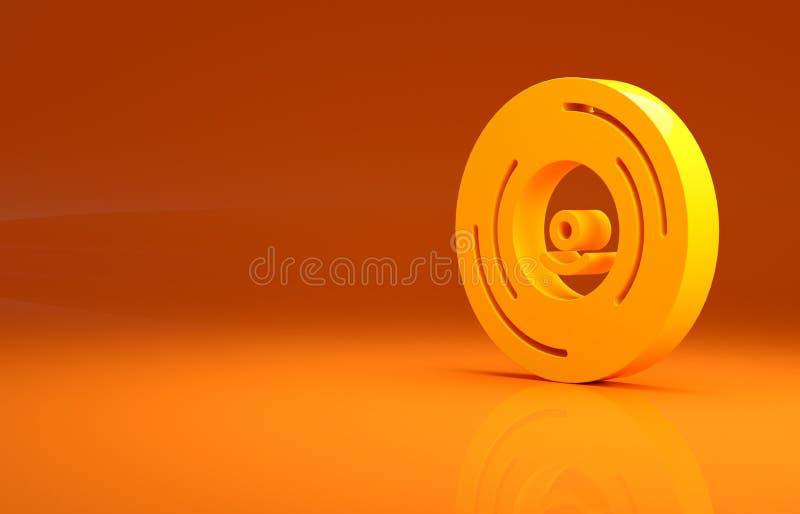 Yellow Vinyl Disk Icon Isolated on Orange Background. Minimalism ...
