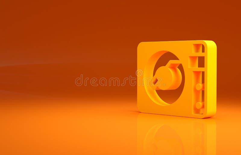 Yellow Vinyl Player with a Vinyl Disk Icon Isolated on Orange ...