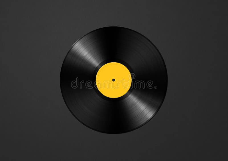 Yellow Vinyl Record Isolated on Black Background Stock Illustration ...