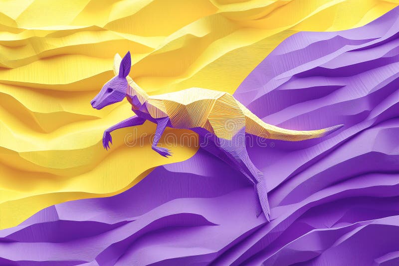 Kangaroo Hopping Origami Paper Style Stock Illustration - Illustration ...