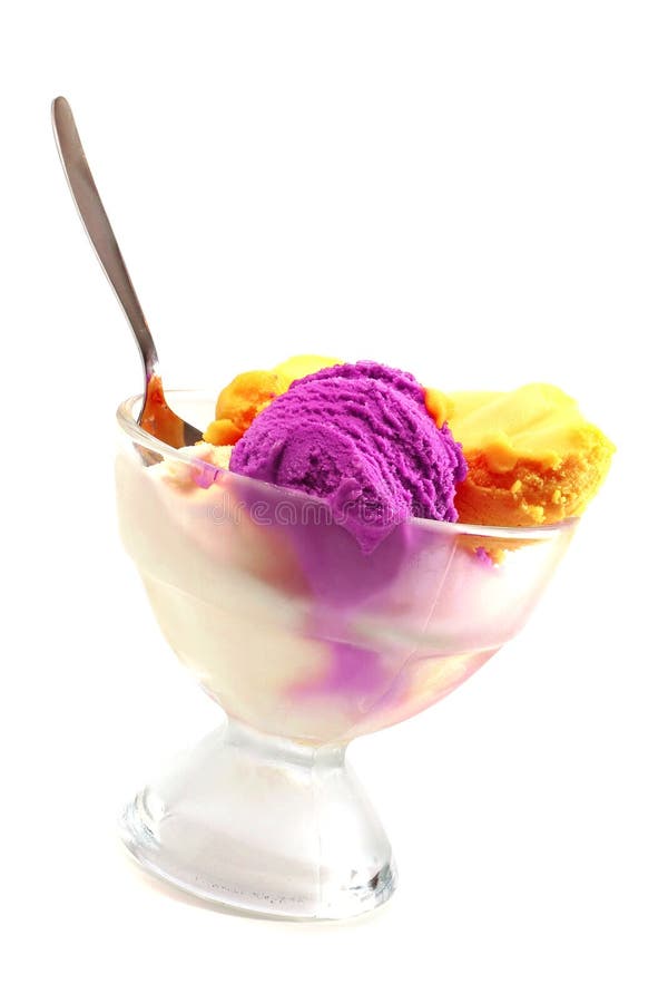 Violet Color Ice Cream Over White Stock Image - Image of cream, cold ...