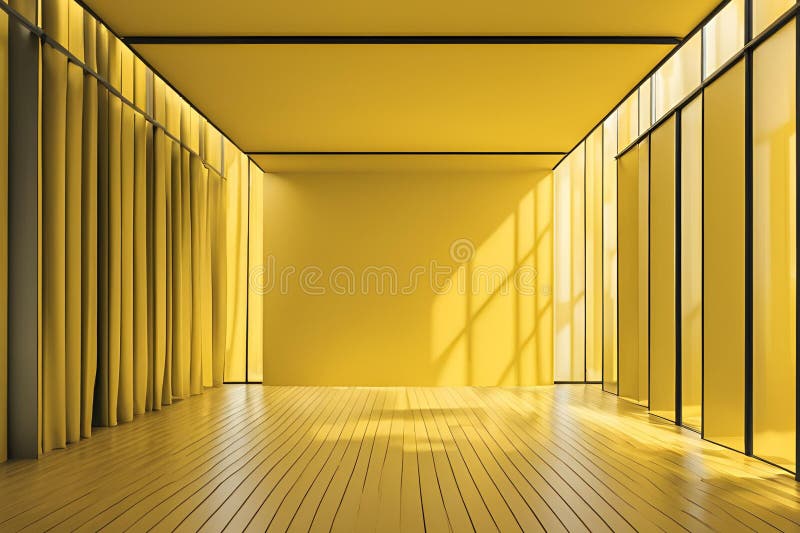 Yellow Virtual Empty Room Background Backdrop Banner Image with Window ...