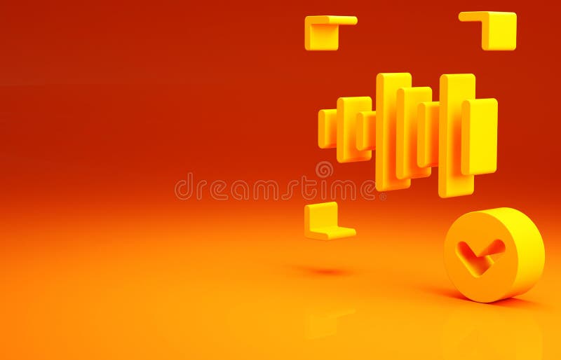 Yellow Voice Recognition Icon Isolated on Orange Background. Voice ...