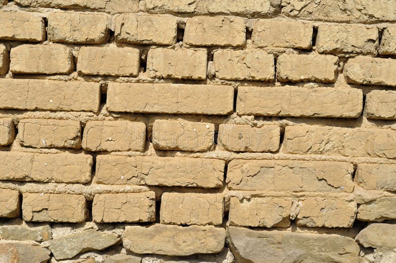 Ancient Islamic Arabic Muslim Old Town House Wall Built of Yellow Brown ...