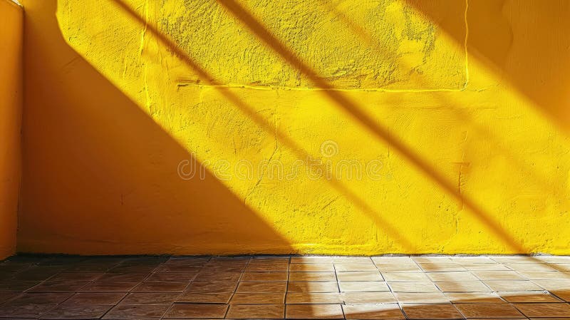 Yellow Wall with Abstract Geometric Shadow Overlay of Window. Texture ...
