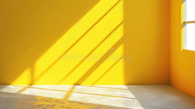 Yellow Wall with Abstract Geometric Shadow Overlay of Window. Texture ...