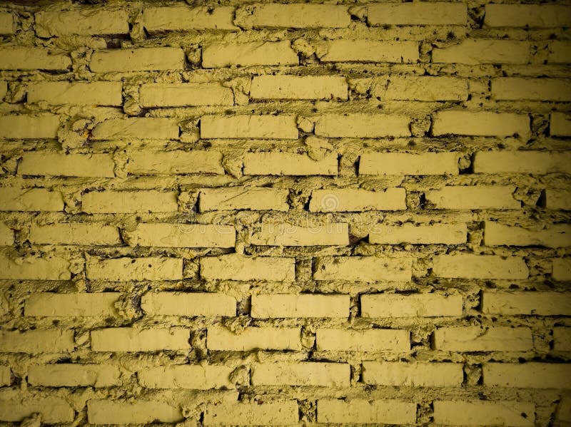 Yellow Color Wall with Brick Pattern Texture Stock Image - Image of ...