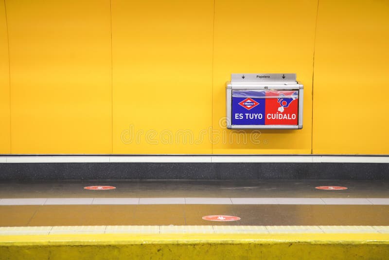 Yellow Wall of a Metro Station in Madrid Editorial Stock Image - Image ...