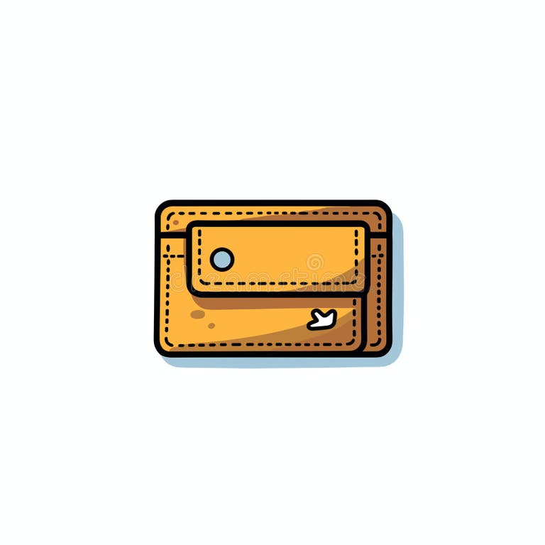 Yellow Wallet Cartoon Illustration with Button Closure and Stitching ...