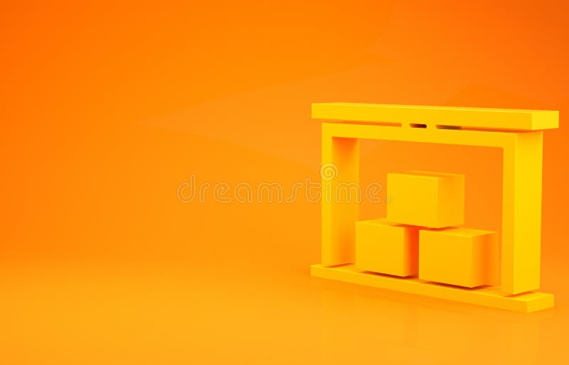 Yellow Warehouse Icon Isolated on Green Background. Minimalism Concept ...