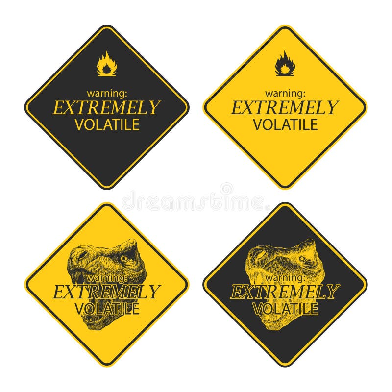 Yellow Warning and Danger Signs Collection Stock Illustration ...