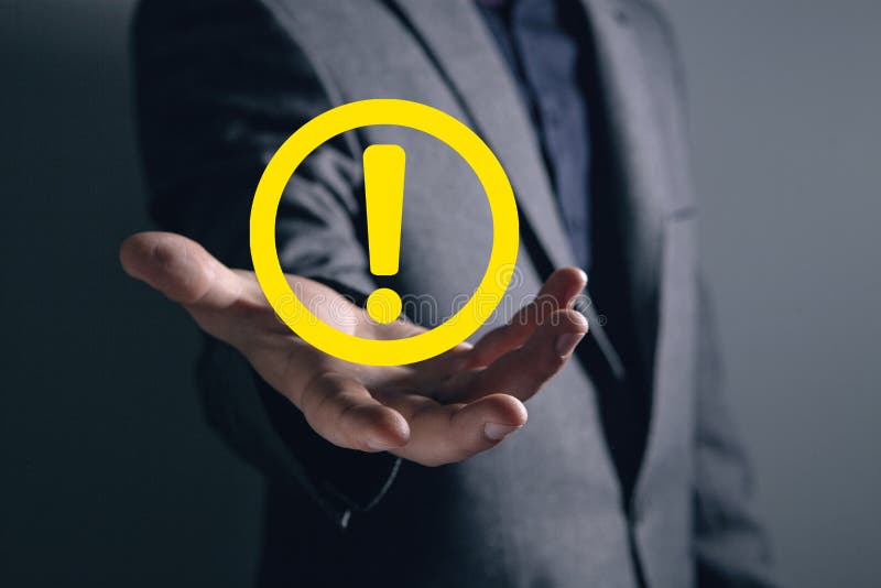 Yellow Warning Icon in a Circle Stock Photo - Image of warn, yellow ...