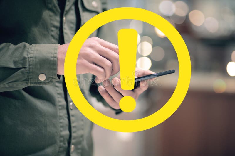 Yellow Warning Icon in a Circle Stock Photo - Image of attention ...