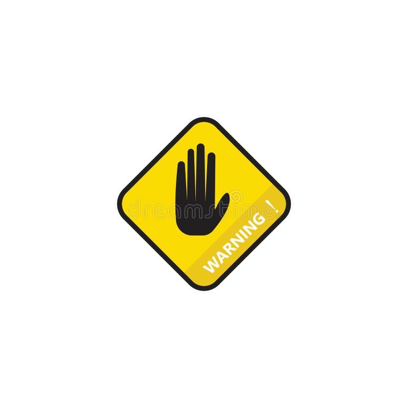 Yellow Warning Line Finger Icon Stock Illustration - Illustration of ...