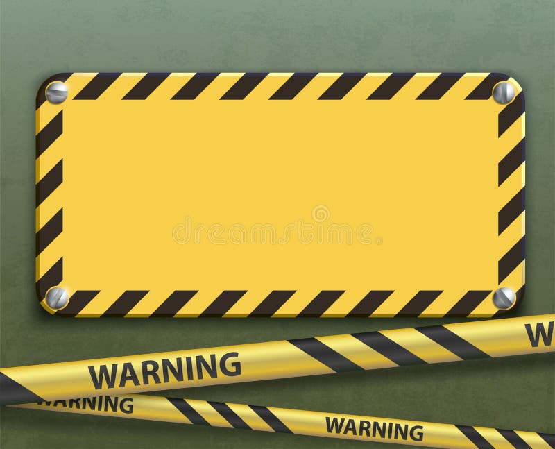 Metal Yellow Plate with Black Stripes. Warning Banner Stock Vector ...