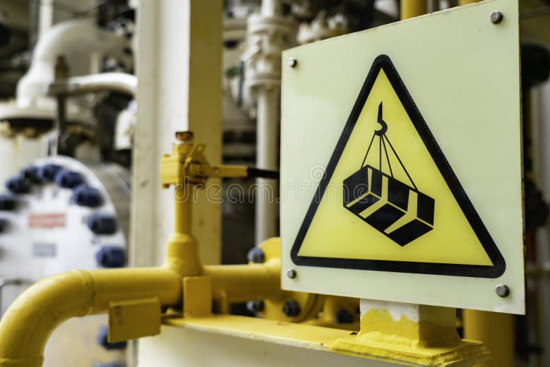 Yellow Warning Signs Warn of Heavy Lifting Areas on Oil and Gas Rigs ...