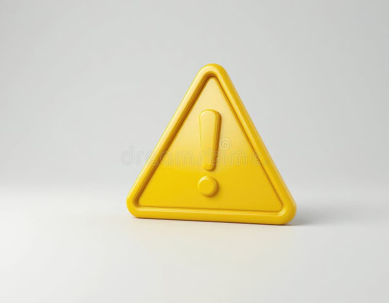 Yellow Warning Sign with Exclamation Mark on Clean Background Stock ...
