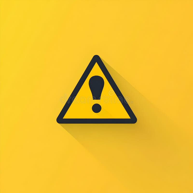 Yellow Warning Sign with Exclamation Mark on Solid Background Stock ...