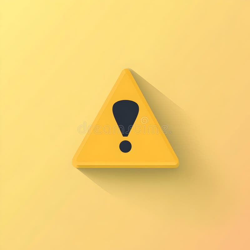 Yellow Warning Sign with Exclamation Mark on Solid Background Stock ...