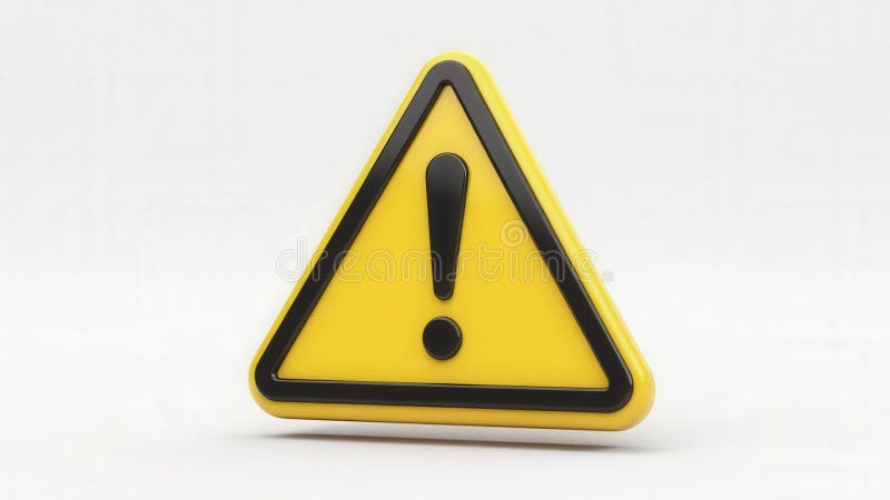 Yellow Warning Sign with Exclamation Point on White Background Stock ...