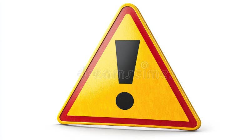 Yellow Warning Sign with Exclamation Point on White Background Stock ...