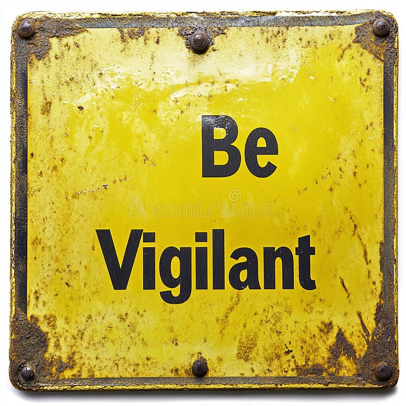 Yellow Warning Sign Featuring "Be Vigilant" Isolated on White ...