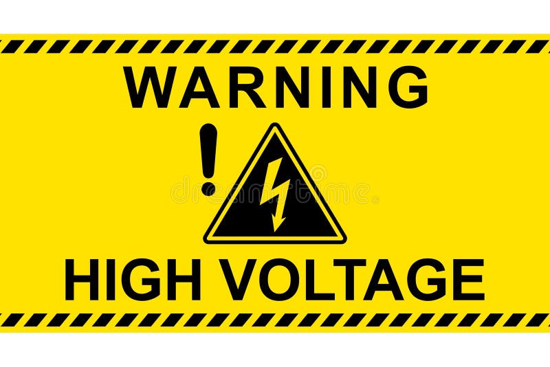 Yellow Warning Sign with High Voltage Icon. Triangle Electrical Warning ...