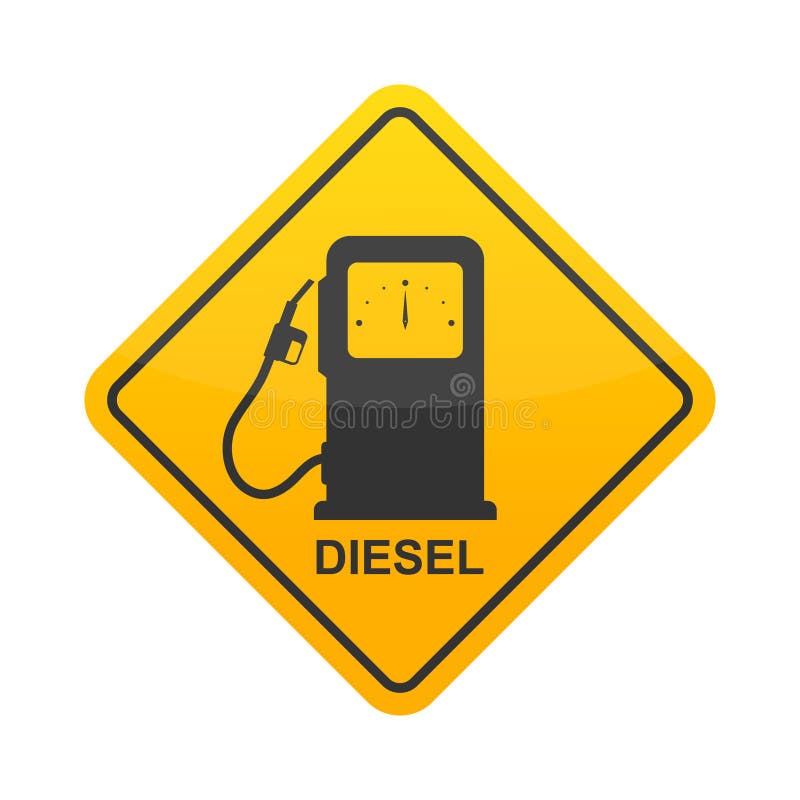 Yellow Warning Sign with the Image of a Diesel Fuel Pump. Warning about ...