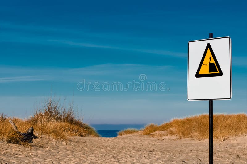 Yellow warning sign stock image. Image of sand, safety - 88470897
