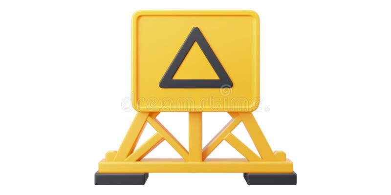 Yellow Warning Sign with Triangle Symbol Isolated on Transparent ...