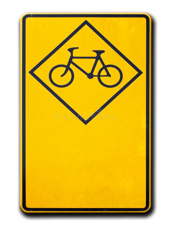 Yellow Warning Signs Bicycle Stock Image - Image of urban, biking: 18632335