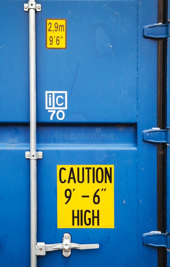 Yellow Warning Signs Blue Container Stock Photos - Free & Royalty-Free ...