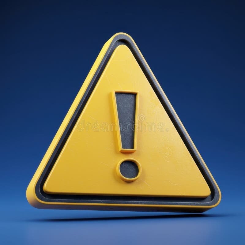 Yellow Warning Triangle Sign on Blue Background Stock Illustration ...