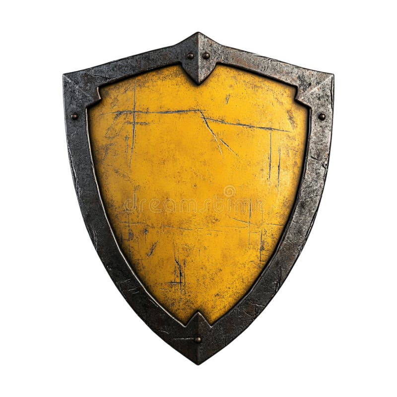 Yellow Warrior Protection Shield on Transparent Background - Ai ...
