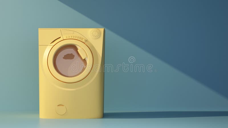 Yellow Washing Machine on Blue Background Stock Illustration ...